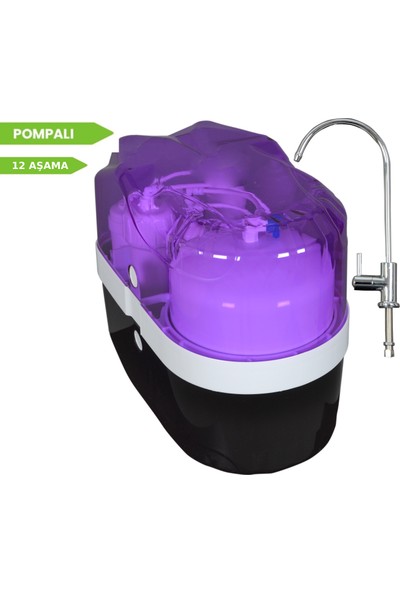 Oksijen Su Arıtma Cihazı Pompalı 12 Aşamalı Antibakteriyel Çelik Tank