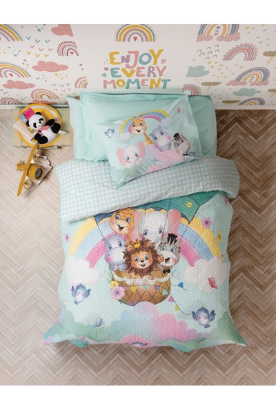 Cotton Box Junior Tek Kişilik Complete Set Nevresim Cute Animals Mint Cotton Box Junior Tek Kişilik Complete Set Nevresim Cute Animals Mint