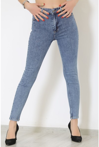 İsun Store Dar Paça Kot Pantolon Buzmavi - 8757.1361.