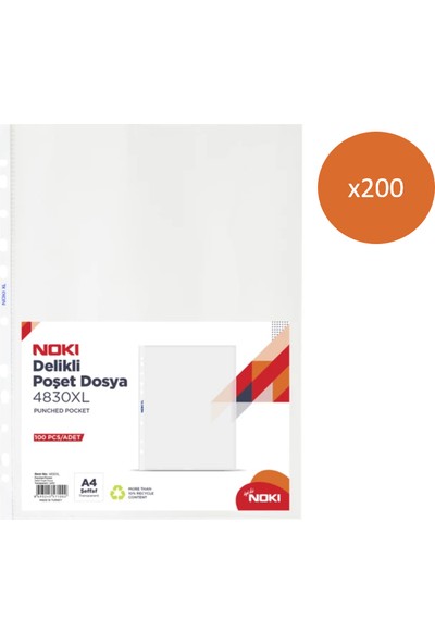 Noki Poşet Dosya Xl 200'LÜ 4830XL