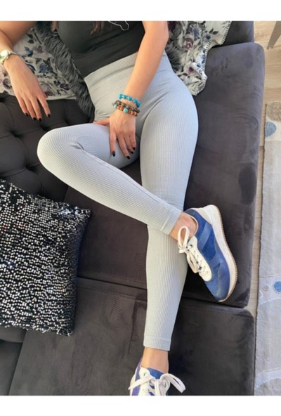 Trend Seninle Kadın Gri Yüksek Bel Dikişsiz Fitilli Tayt Trend Seninle Kadın Gri Yüksek Bel Dikişsiz Fitilli Tayt