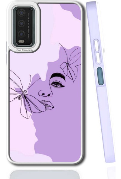 Gramaphone Vivo Y20S Kılıf Kenarları Lila Hd Desen Baskılı Arka Kapak - Purple Illustration