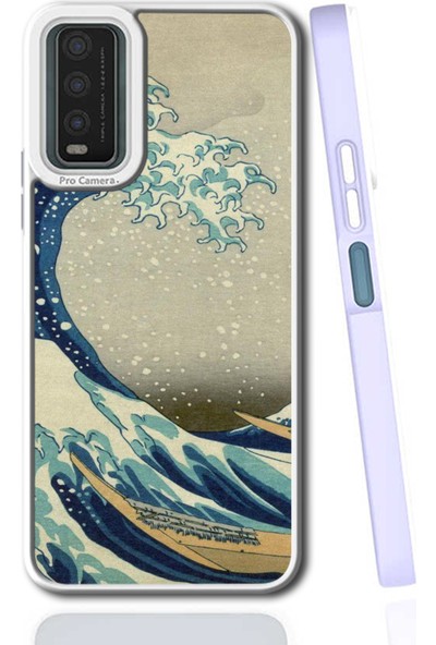 Gramaphone Vivo Y20S Kılıf Kenarları Lila Hd Desen Baskılı Arka Kapak - Retro Wave