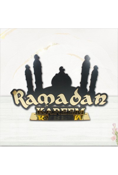 Süsle Bebek ve Parti Ramadan Kareem Pleksi Dekoratif Masa Süsü, 47CM x 30CM