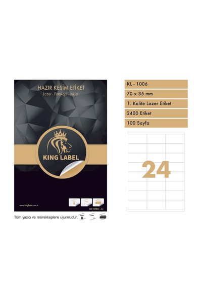 King Label Kl - 1006 Lazer Etiket 70 x 35 mm King Label Kl - 1006 Lazer Etiket 70 x 35 mm