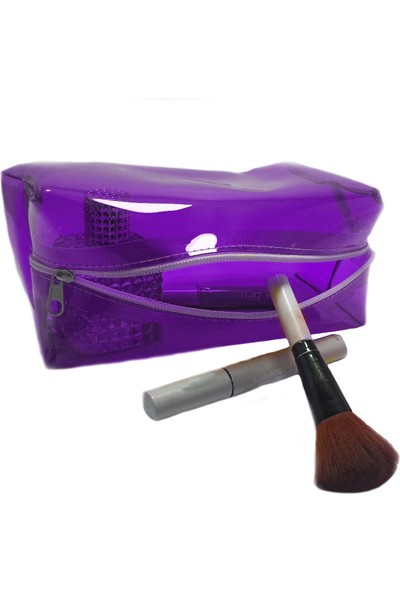 Dinamik Ticaret Şeffaf Mor Renkli Makyaj Çantası