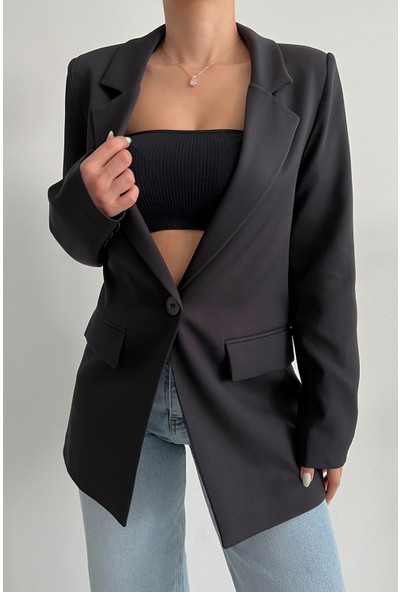 Ciqulata Kruvaze Blazer Ceket Siyah Ciqulata Kruvaze Blazer Ceket Siyah