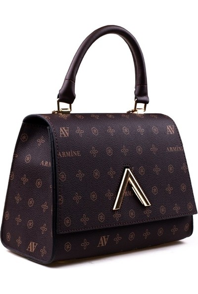 Armine Kadın Kahve Baskılı Klasik Çanta