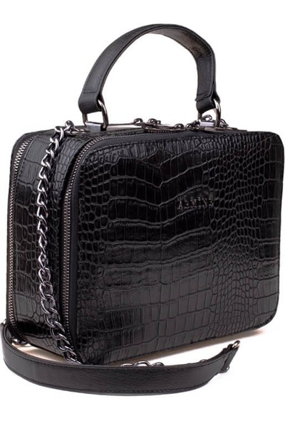 Armine Çift Kullanımlık Siyah Parlak Kadın Çanta Armine Çift Kullanımlık Siyah Parlak Kadın Çanta