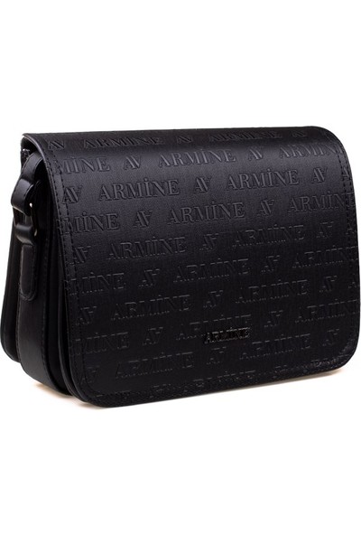 Armine Kadın Siyah Lazer Baskılı Günlük Postacı Çantası