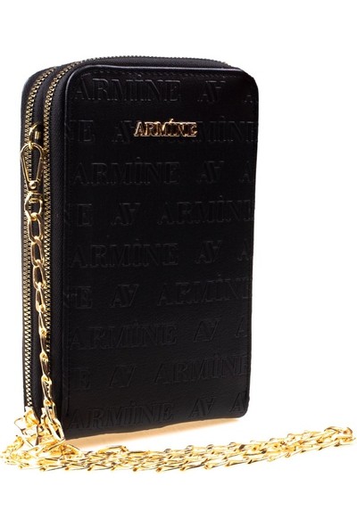 Armine Kadın Zincir Askılı Siyah Lazer Baskılı Günlük Çanta Armine Kadın Zincir Askılı Siyah Lazer Baskılı Günlük Çanta