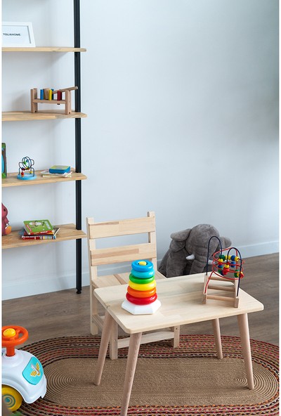 Plus Aksesuar Ahşap Çocuk Etkinlik-Aktivite-Oyun Masası Masa Sandalye Takımı