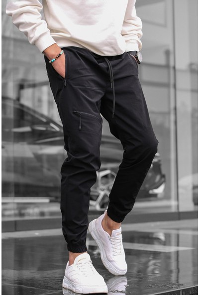 Madmext Siyah Fermuar Detaylı Paraşüt Jogger Pantolon Madmext Siyah Fermuar Detaylı Paraşüt Jogger Pantolon