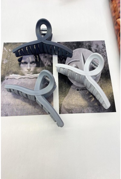 Bahels Kadın Trend 3'lü Gri Mandal Toka Seti