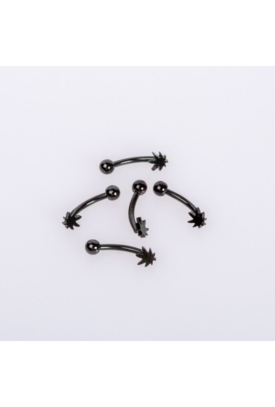 Ey Fashion 316L Cerrahi Çelik Siyah Yaprak Piercing Kaş