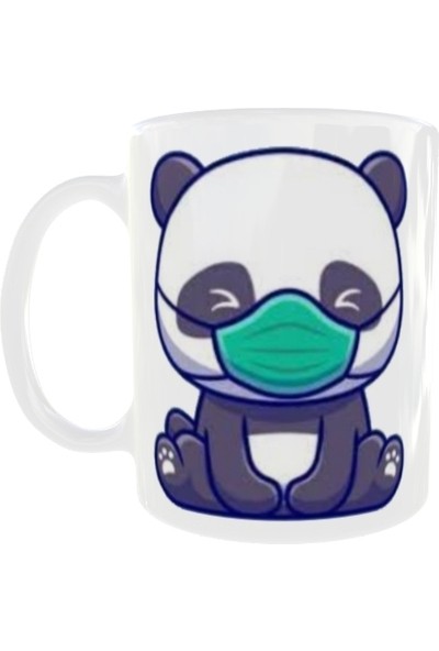 Uzaymarkt Maskeli Panda Baskılı Kupa Bardak Uzaymarkt Maskeli Panda Baskılı Kupa Bardak