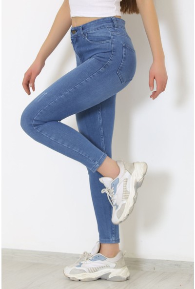 Tırnaklı Boyfriend Kot Pantolon Mavi