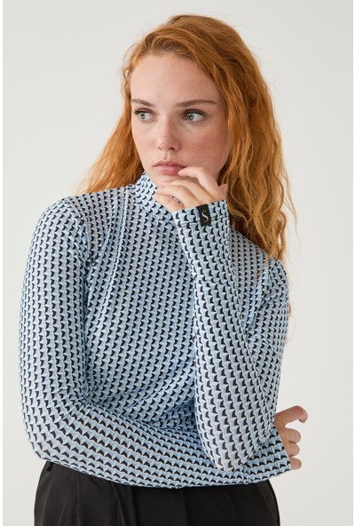 Suud Collection Mavi Piramit Desenli Body Suud Collection Mavi Piramit Desenli Body