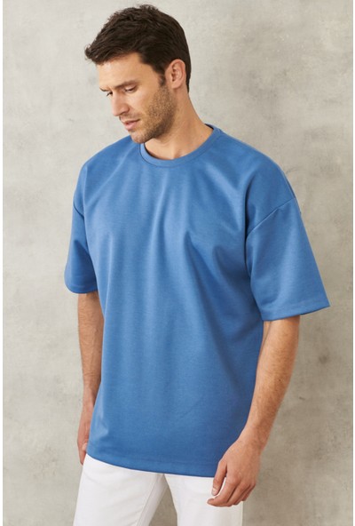 Oversize Fit Bol Kesim Bisiklet Yaka Düz Sweatshirt