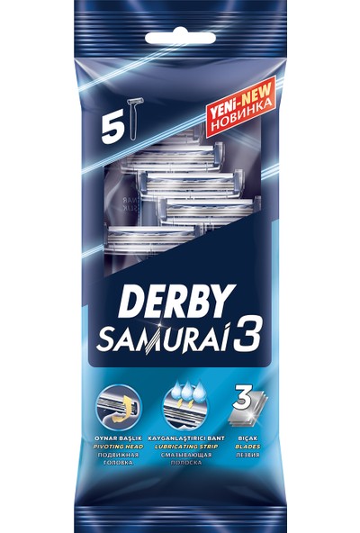 Derby Samurai 3 Bıçaklı Tıraş Bıçağı 5'li Poşet Derby Samurai 3 Bıçaklı Tıraş Bıçağı 5'li Poşet