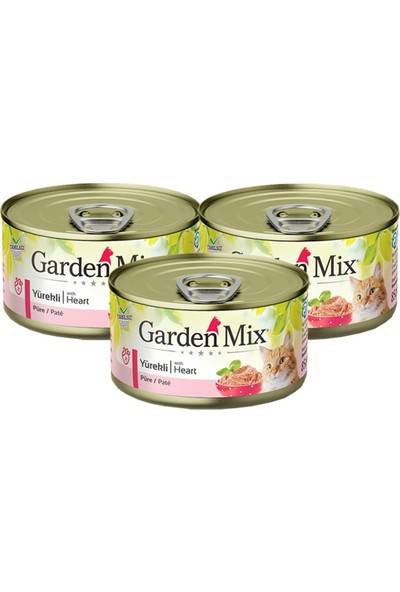Gardenmix Kıyılmış Yürekli Tahılsız Konserve Kedi Maması 85 gr 3'lü Paket Gardenmix Kıyılmış Yürekli Tahılsız Konserve Kedi Maması 85 gr 3'lü Paket