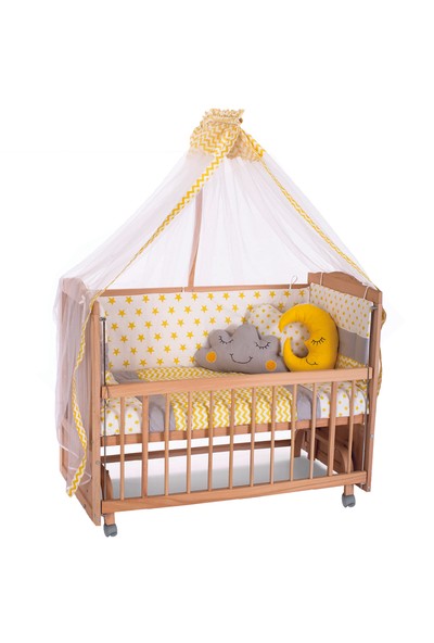 Carino Wins Masif Organik Tekerlekli Ahşap Anne Yanı Sallanan Beşik + Sarı Bebek Uyku Seti + Yatak Carino Wins Masif Organik Tekerlekli Ahşap Anne Yanı Sallanan Beşik + Sarı Bebek Uyku Seti + Yatak