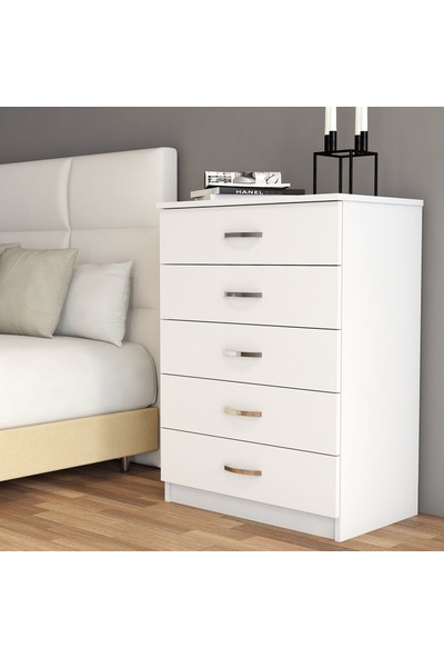 Şifonyer 5 Çekmeceli Beyaz - SFY0201