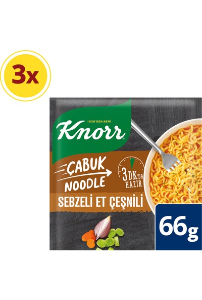 Knorr Çabuk Noodle Sebzeli Et Ceşnili 66 gr x 3