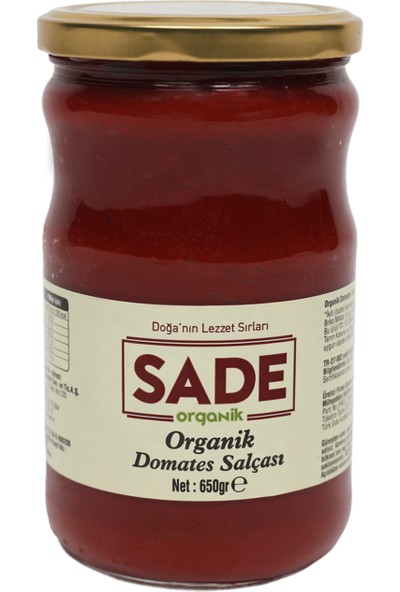 Sade Organik Organik Domates Salçası Sade Organik Organik Domates Salçası
