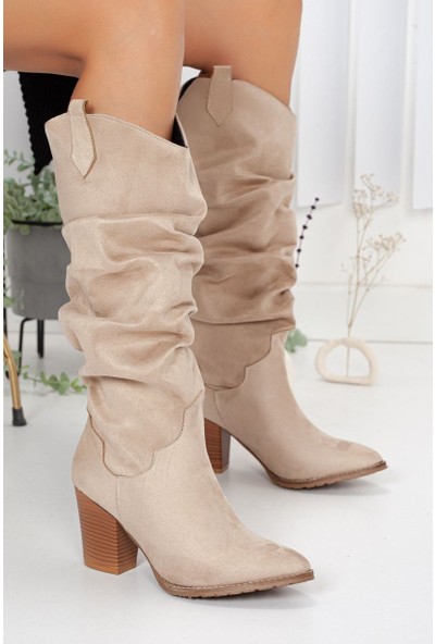 Mariana Krem Rengi Süet Çizme 39 Mariana Krem Rengi Süet Çizme 39