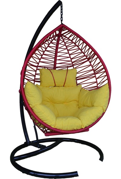 Keyif Sepeti Tek Kişilik El Örgüsü Makrome Bahçe Salıncağı Kırmızı Kapalı Askılı Tekli Salıncak Keyif Sepeti Tek Kişilik El Örgüsü Makrome Bahçe Salıncağı Kırmızı Kapalı Askılı Tekli Salıncak