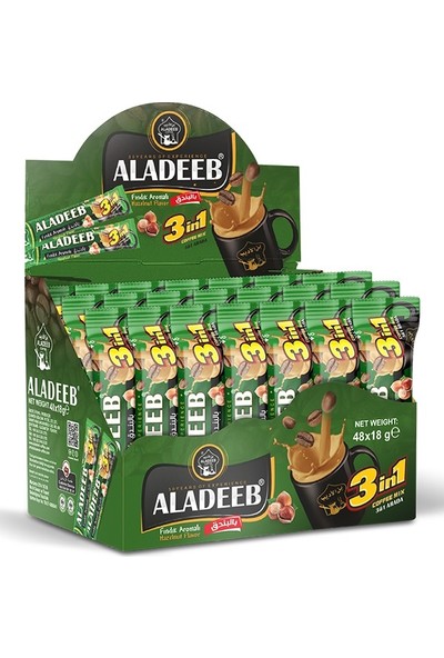 Aladeeb 3'ü 1 Arada Fındık Aromalı 48’li x 18 gr