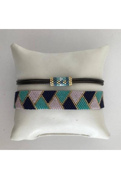 Takı Yıldızım Miyuki ve Deri Bileklik 2'li Takım Takı Yıldızım Miyuki ve Deri Bileklik 2'li Takım