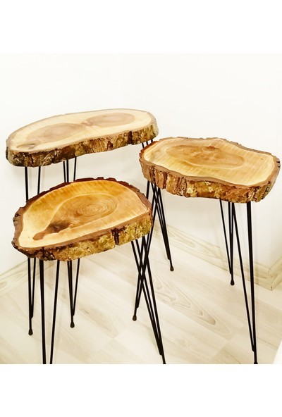 Yaman Wood Doğal Cevi̇z Ağaci 3lü Zi̇gon Sehpa Yaman Wood Doğal Cevi̇z Ağaci 3lü Zi̇gon Sehpa