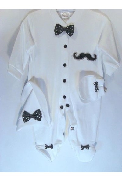 Waffle Bıyık Baskılı Tulum Seti