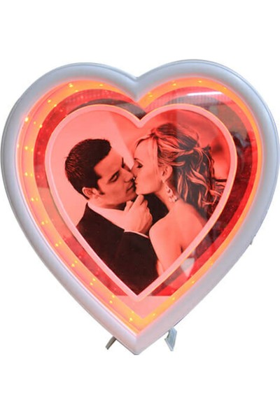 Ayna LED Li Çerçeve Kalp 2 Işıklı