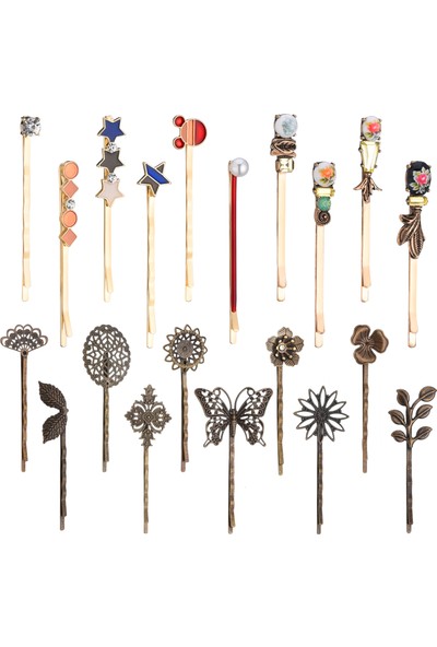 Catteo 20 Adet Vintage Saç Tokası - Çok Renkli (Yurt Dışından)