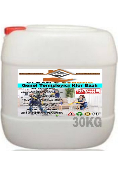 Clean&Strong Genel Temizleyici Klor Bazlı 30KG Clean&Strong Genel Temizleyici Klor Bazlı 30KG