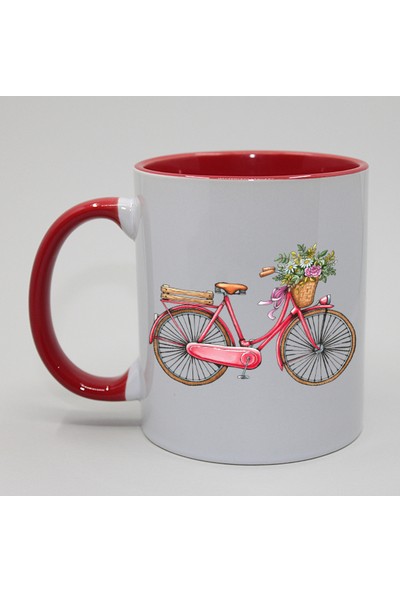 İki Teker Market Çiçekli Bisiklet Desenli Kupa