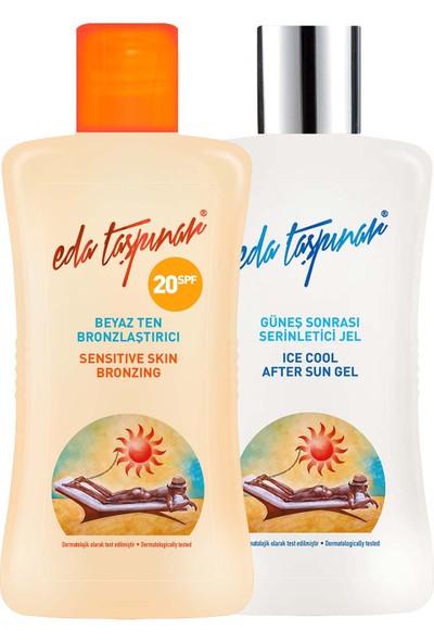 Eda Taşpınar Beyaz Ten Bronzlaştırıcı SPF 20 & Güneş Sonrası Serinletici Jel (200 ml X 2 Çeşit)