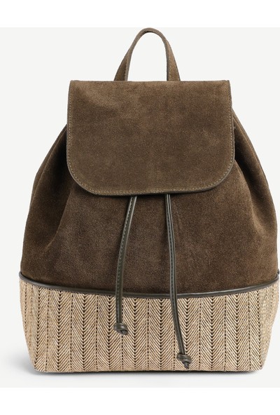 Yargıcı Hasır Detaylı Deri Sırt Çantası