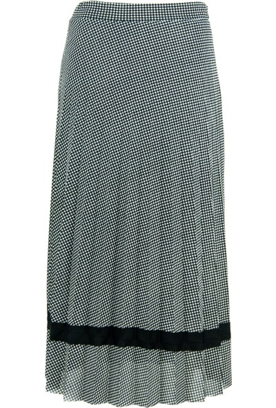 Oppland Kadın Butik Etek Likralı Kumaş Pilili Beli Ribanalı Yıldız Desenli