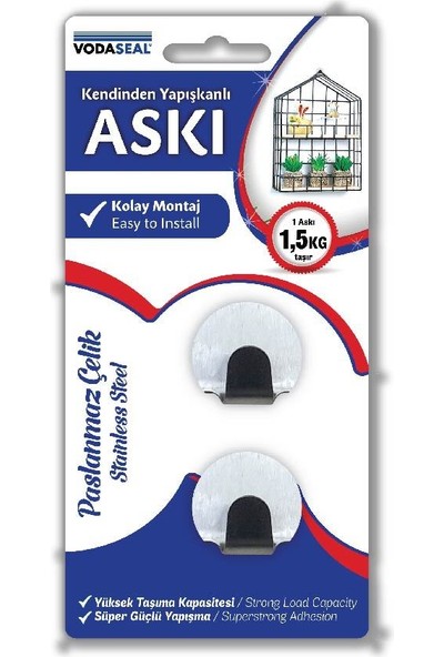 Beşel Voda.kendinden Yapışkanlı Askı 2 Li Askı Oval Krom Beşel Voda.kendinden Yapışkanlı Askı 2 Li Askı Oval Krom