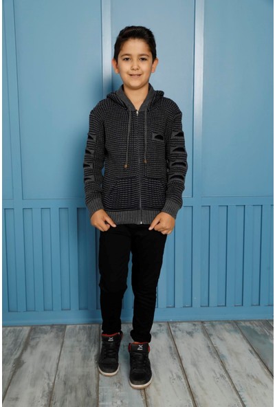 Gimer Avm Kapşonlu Erkek Çocuk Triko Hırka