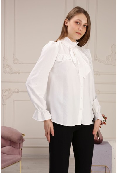 Gimer Avm Göğsü Fırfırlı Kadın Gömlek Gimer Avm Göğsü Fırfırlı Kadın Gömlek