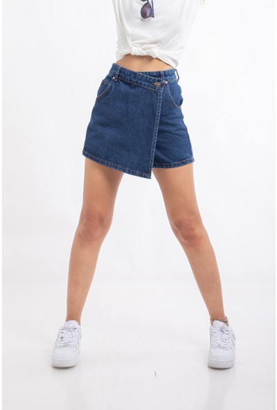 Nofilter Butik Koyu Mavi Kapaklı Jean Şort Etek Nofilter Butik Koyu Mavi Kapaklı Jean Şort Etek