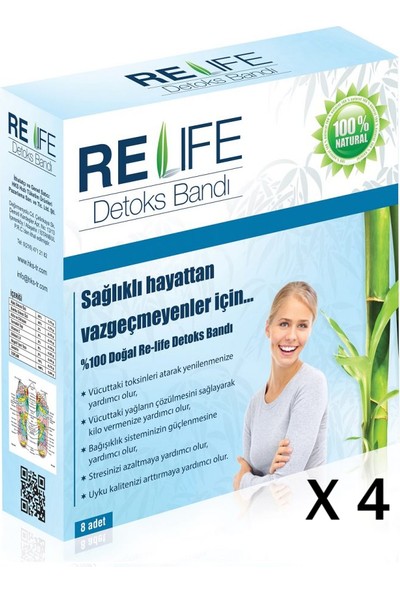 Re-Life Detoks Bandı Natural Detoks Ayak Bandı 4 Kutu (32 Bant)