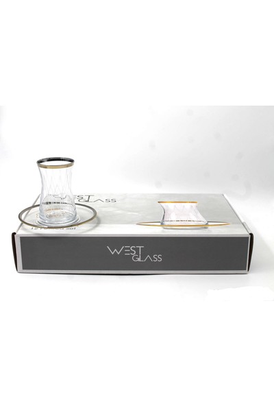 Westglass W95290WG Heybeli Wawe Desen Gold Kaplama Çay Seti 160CC