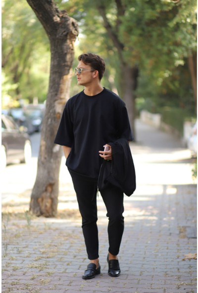 Adda Unisex Siyah Oversize Basic T-Shirt