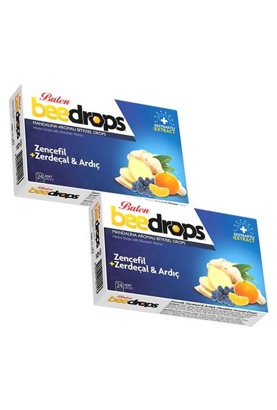 Balen 2'li Beedrops Zencefil Zerdeçal Ardıç Mandalina Aromalı Drops 24 Adet Boğaz Pastili Balen 2'li Beedrops Zencefil Zerdeçal Ardıç Mandalina Aromalı Drops 24 Adet Boğaz Pastili